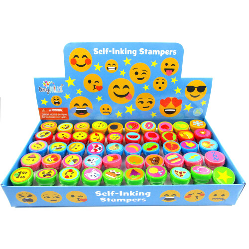 Tiny Mills 50 Pcs Emoji Assorted Stamps for Kids Self-Ink Stamps 50 ...