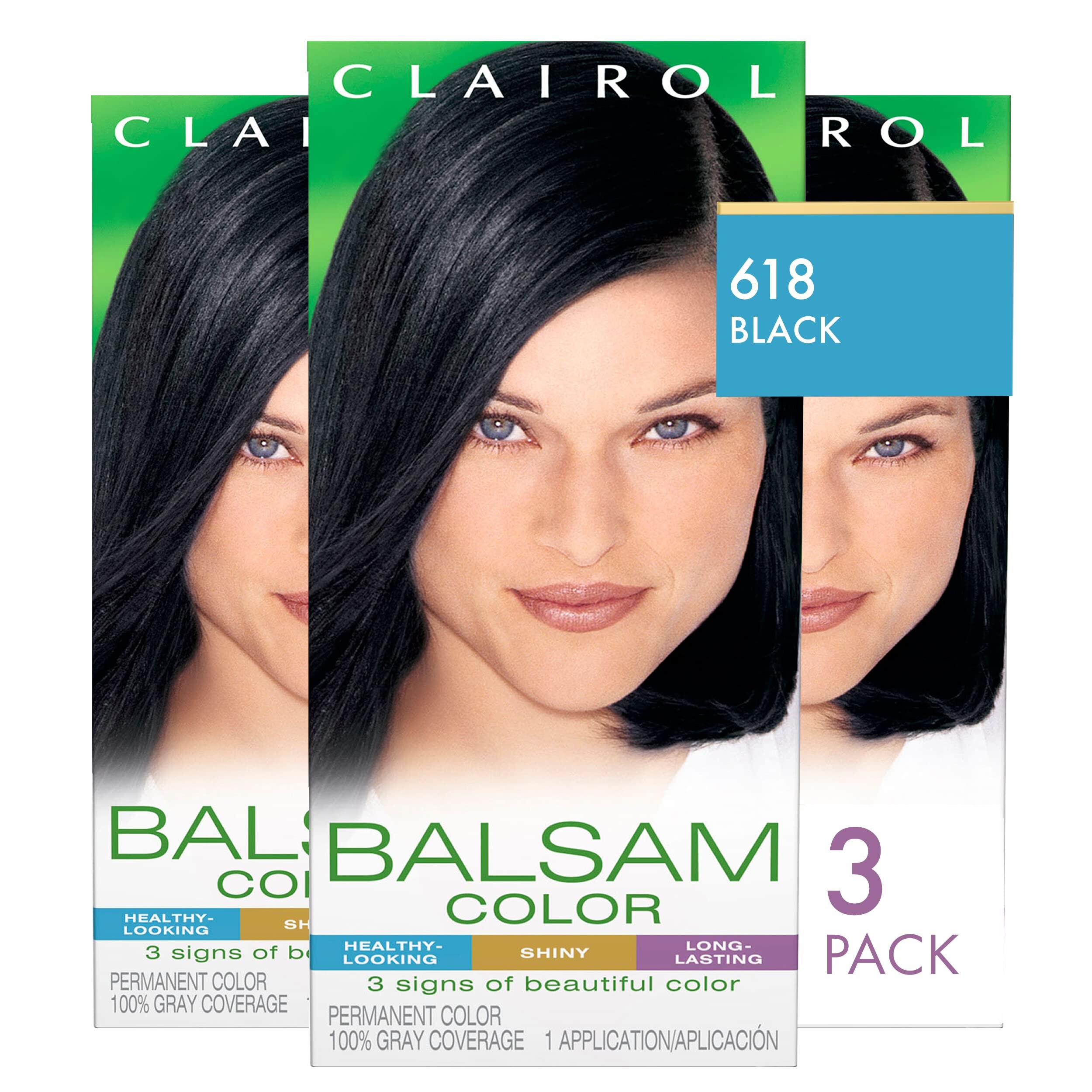 Tinte permanente para el cabello Clairol Balsam 618, color negro, paquete de 3 on OnBuy