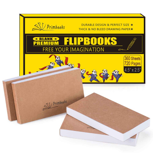 PRIMBEEKS Premium Blank Flip Book Paper 4 pack (90 feuilles 180 pages ...