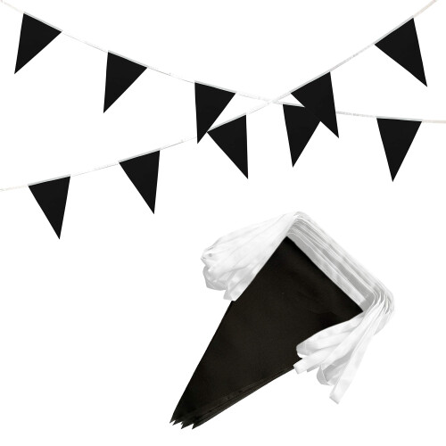 TSMD Solid Black Pennant Banners Flags String DIY Bunting Flags Party ...