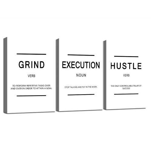 Framed Canvas Wall Art Success Quote Office Wall Art White Large Poster Positive Motivational ...