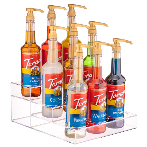 Acrylic Coffee Syrup Organizer Rack | 9 Bottles 3 Tier Rack | Bar ...