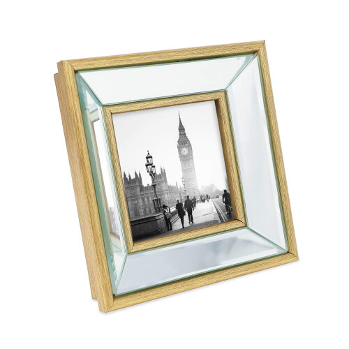 Isaac Jacobs 4x4 Gold Beveled Mirror Picture Frame - Classic Mirrored ...
