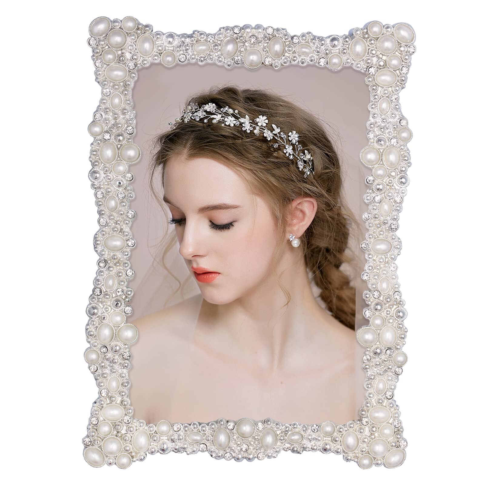 Cadre d'image 5x7 Pearl avec cristal pour le mariage plaque avec des ...