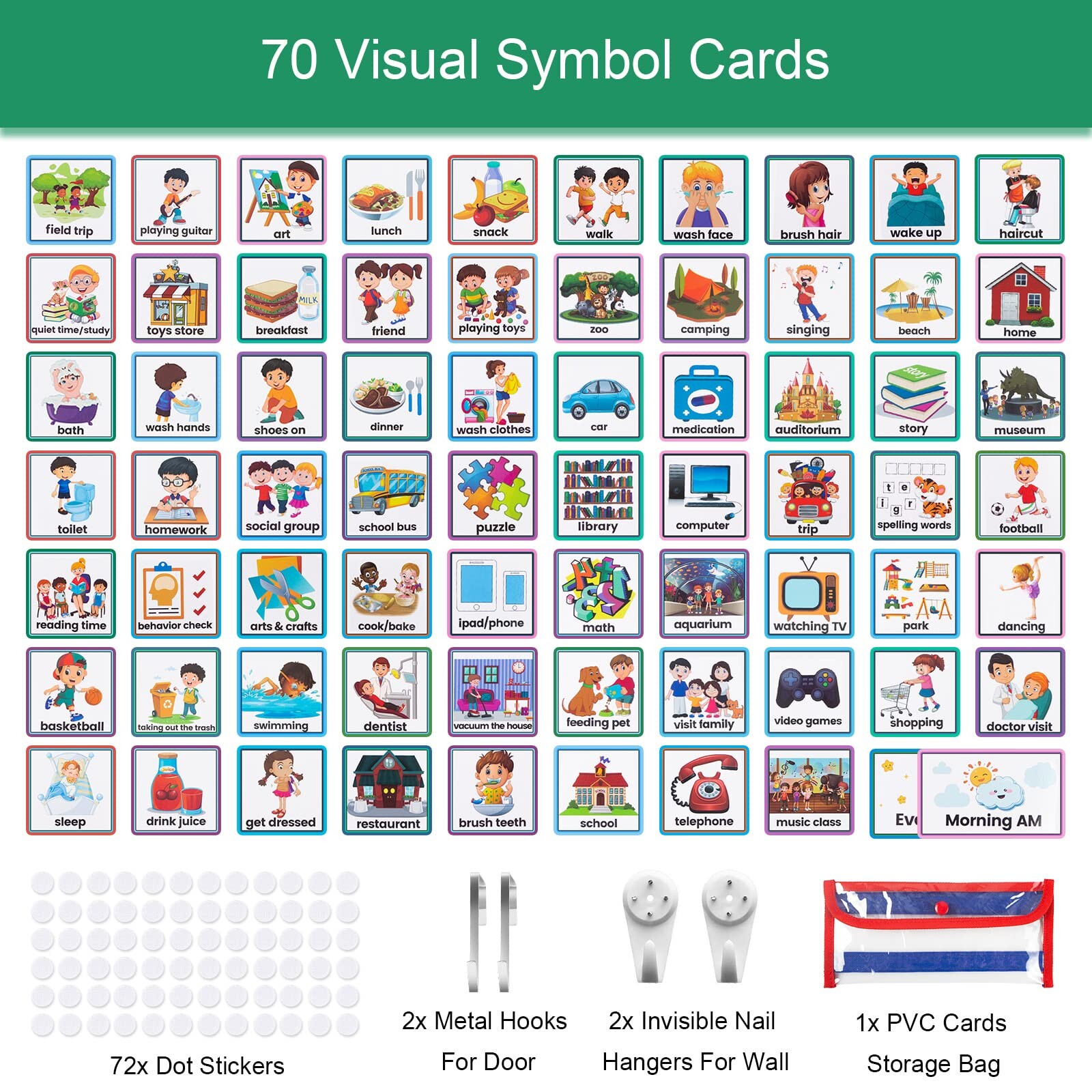 KIKIGOAL Kids Visual Schedule Calendar Chart 2 in 1 Autism Daily Chore ...