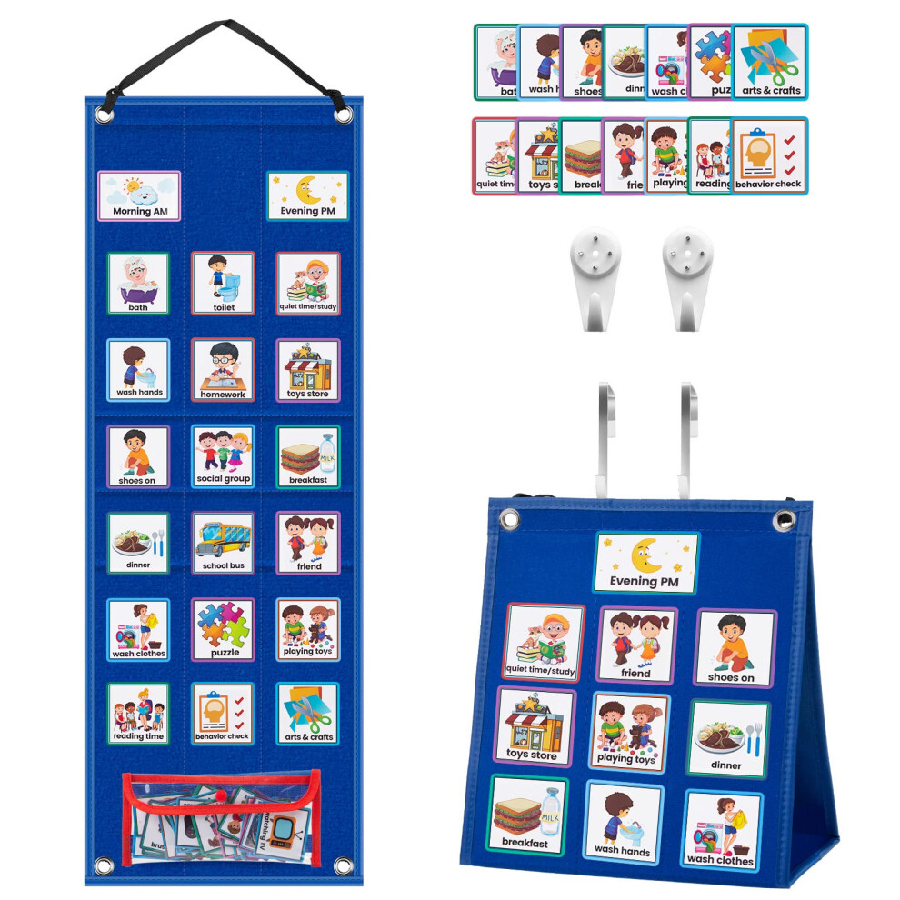 KIKIGOAL Kids Visual Schedule Calendar Chart 2 in 1 Autism Daily Chore ...