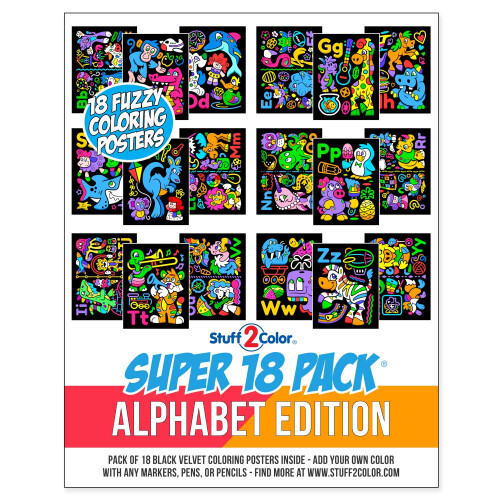 Super Pack of 18 Fuzzy Velvet Coloring Posters (Alphabet Edition ...
