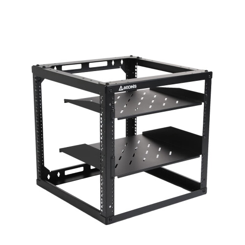 AEONS 10U Open Frame Network Server Rack 19-inch 4 Post AV Rack with ...