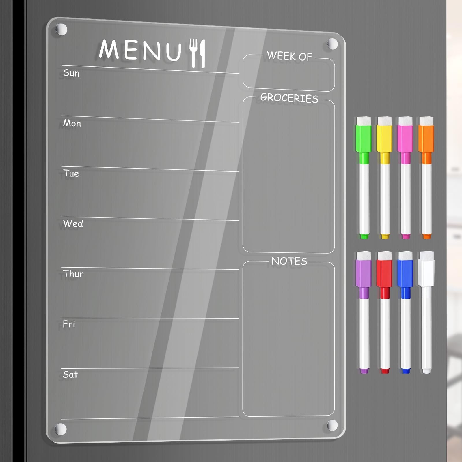 Tableau de menu en acrylique pour la cuisine, planificateur de repas ...