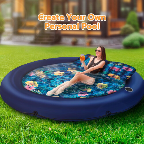 JAMBO Tanning Pool Lounger Huge Round 76 x 76 Pool Float Inflatable Sun ...