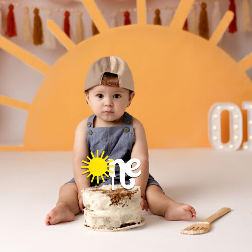 Sun One Cake Topper - Sun Themed First Birthday Party Wooden Cake ...