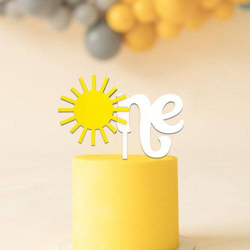 Sun One Cake Topper - Sun Themed First Birthday Party Wooden Cake ...
