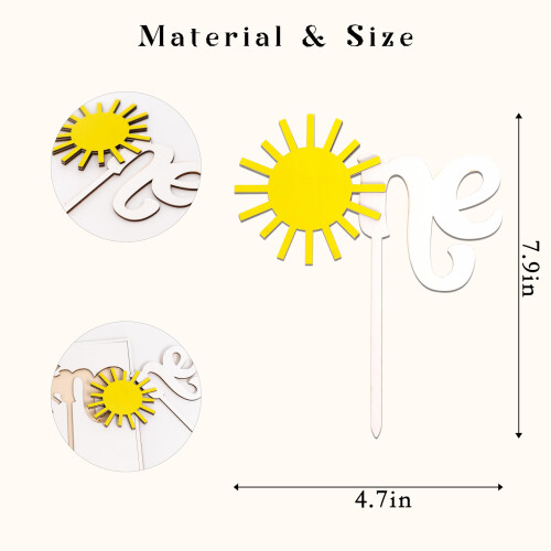 Sun One Cake Topper - Sun Themed First Birthday Party Wooden Cake ...