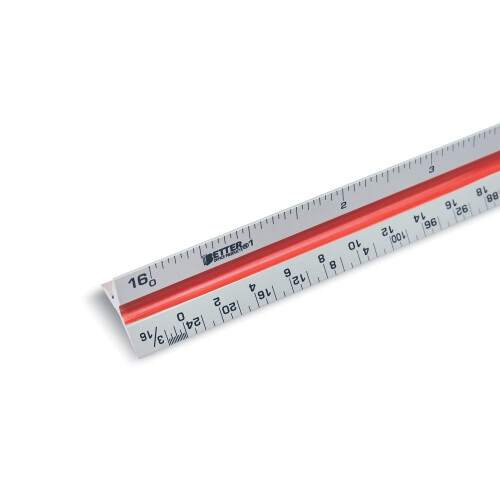 Better Office Products Triangular Ruler 12 inch Metal Ruler Triple Sided Color Coded Imperial ...