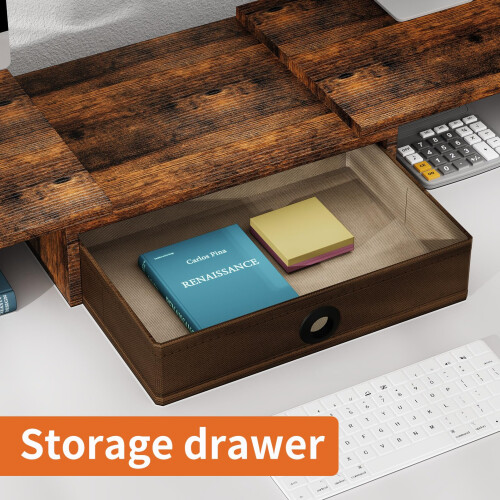 ErgoFocus Dual Monitor Stand Riser with Drawer-Adjustable Length and ...