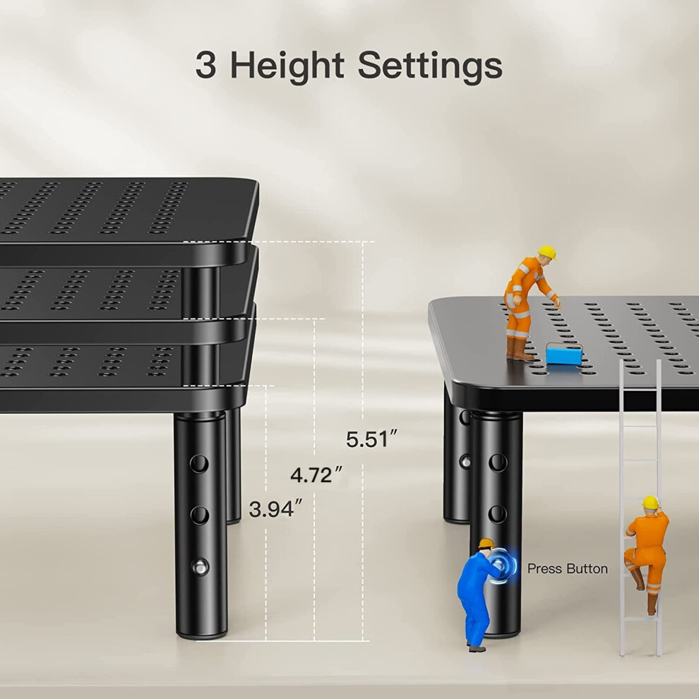 HUANUO Monitor Stand Monitor Stand Riser 3 Height Adjustable Monitor ...