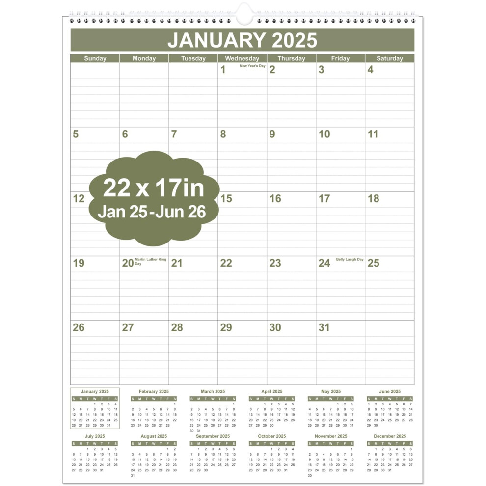 Large Calendar 2025-2026 With Spiral Bound - 18 Month Big Calendar From ...