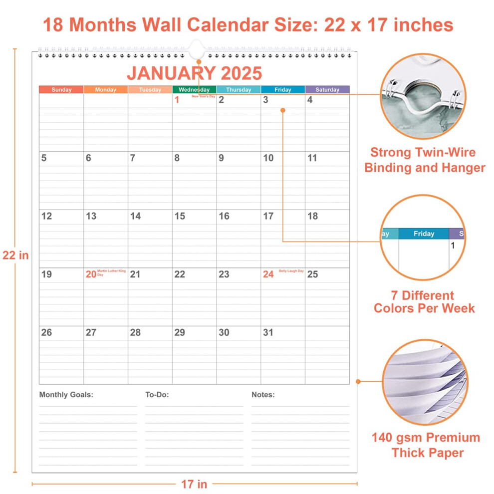 Groer Kalender 2025-2026 mit Spiralgebundenen-18 Monaten groer Kalender ...