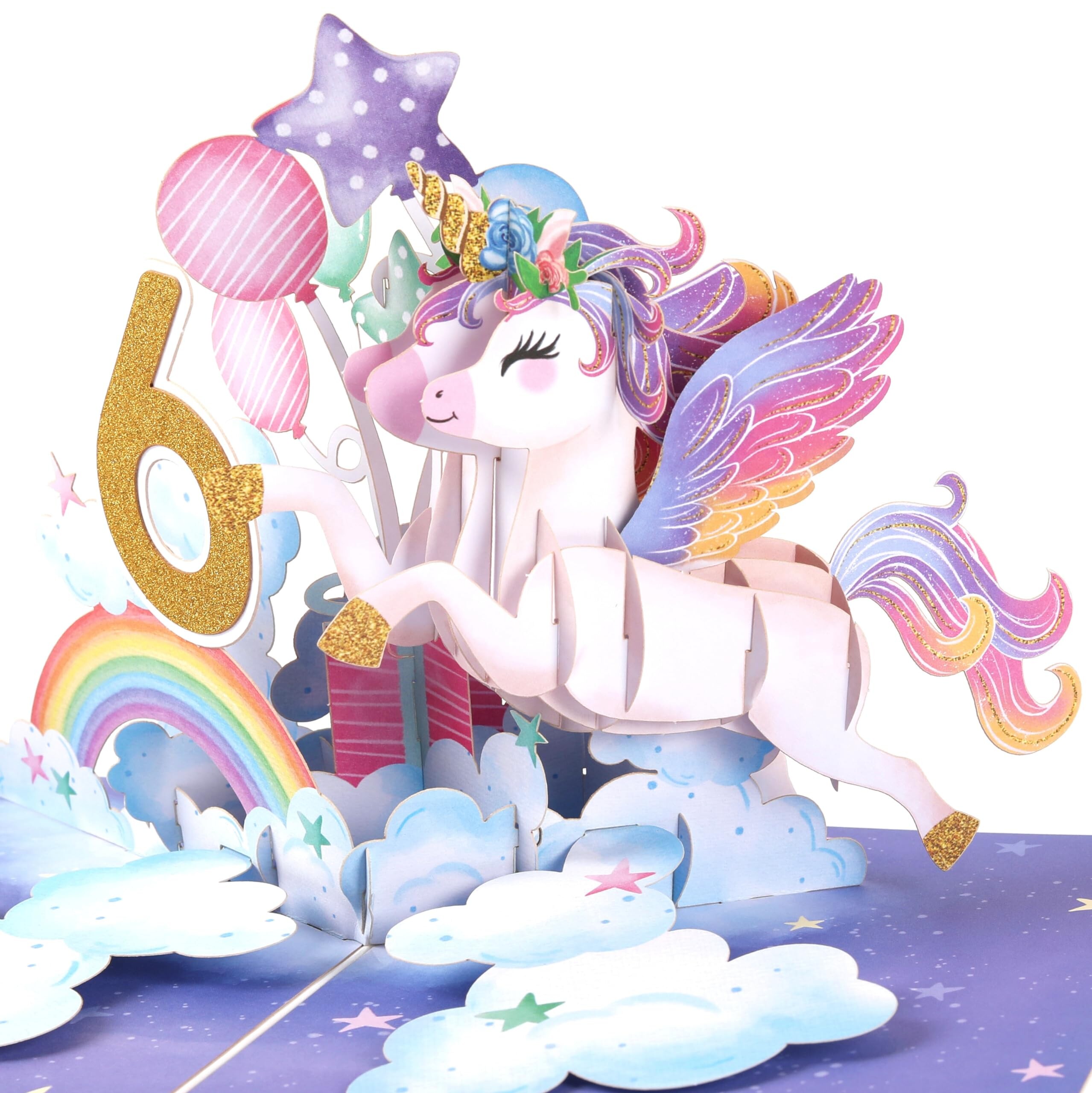 Liif Unicorn Happy 6th Birthday Card | 3D Greeting Pop Up Birthday Card ...