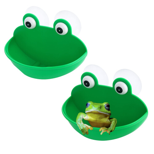 Pensino Frog Habitat Frog Dish Holder with Suction Cup Frog Terrarium ...