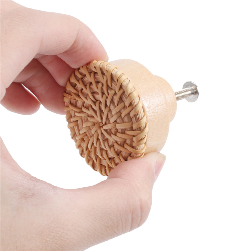 Pomelli per cassettiera in rattan boho, rotondi, in legno, fatti a mano ...
