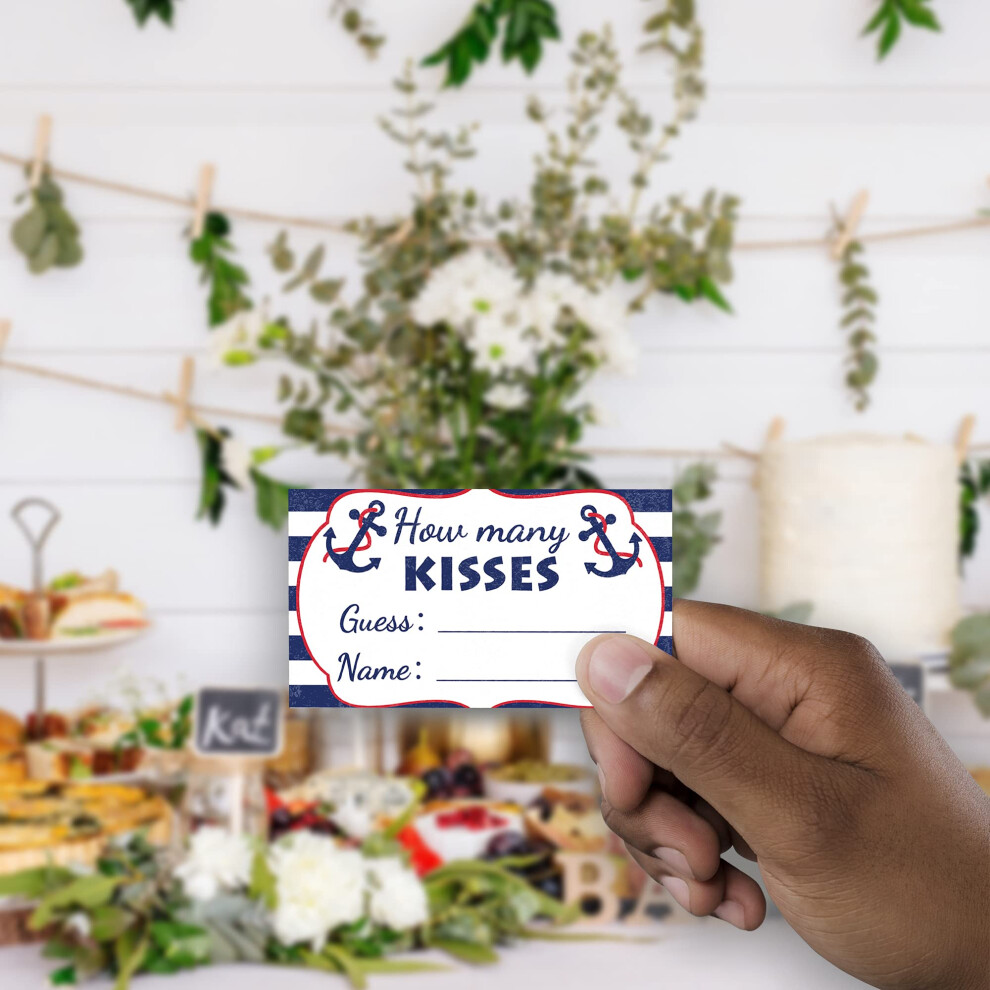 Nautical Baby Shower Game Kit(1 Standing Sign + 50 Guessing Cards ...