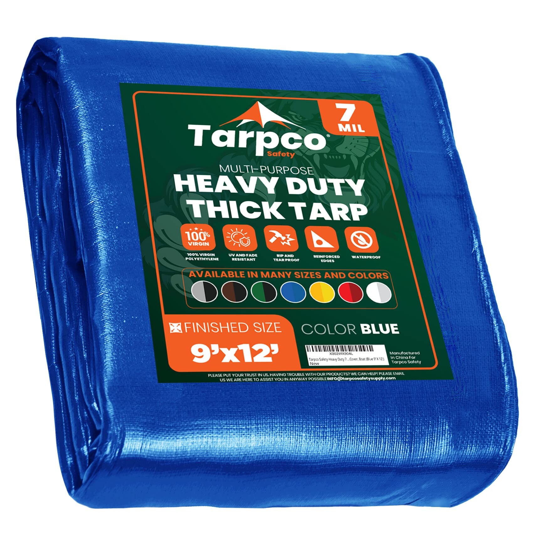 Tarpco Safety Duty Duty 7 mil Tarp Cover impermeable UV resistant aux ...