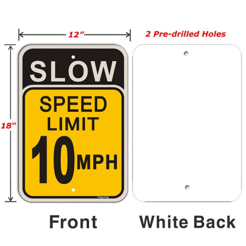 2 Pack Slow Speed Limit 10 MPH Sign Slow Down Sign 18 x 12 Inches ...