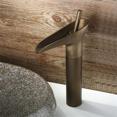 BULUXE Classic 1-Hole Single Lever Vessel Sink Waterfall Faucet Solid ...