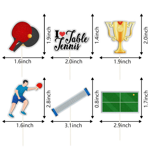 MEFENG Table Tennis Theme Cupcake Toppers Trophy Racket Medals Table ...