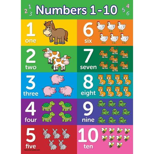 Palace Curriculum Numbers 1-10 Poster Chart - LAMINATED 18"""" x 24 ...