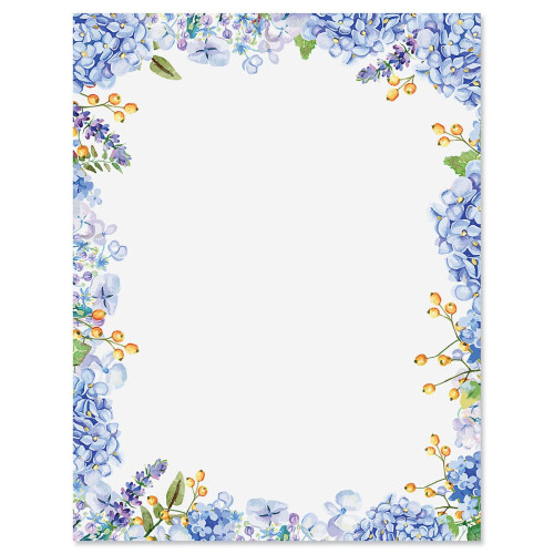 Current Hydrangeas Floral Letter Paper - Spring Stationery Papers With ...