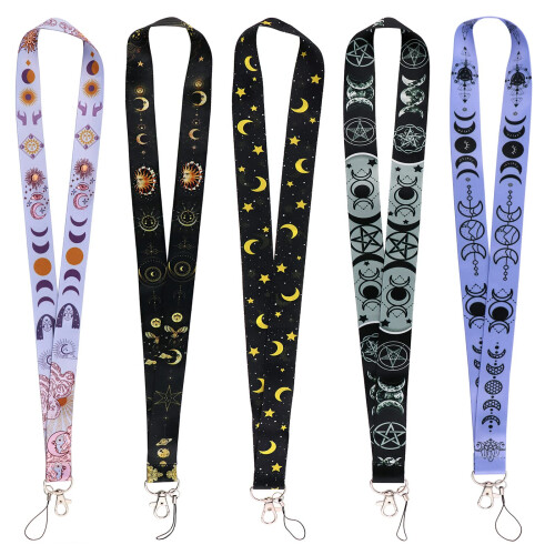 Yansitu 5pcs Cute Moon and Sun Goddess Key Lanyards Cool Star Neck ...