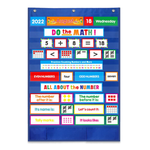 Mewise Calendar Math Pocket Chart-Classroom Pocket Chart for Daily Math ...