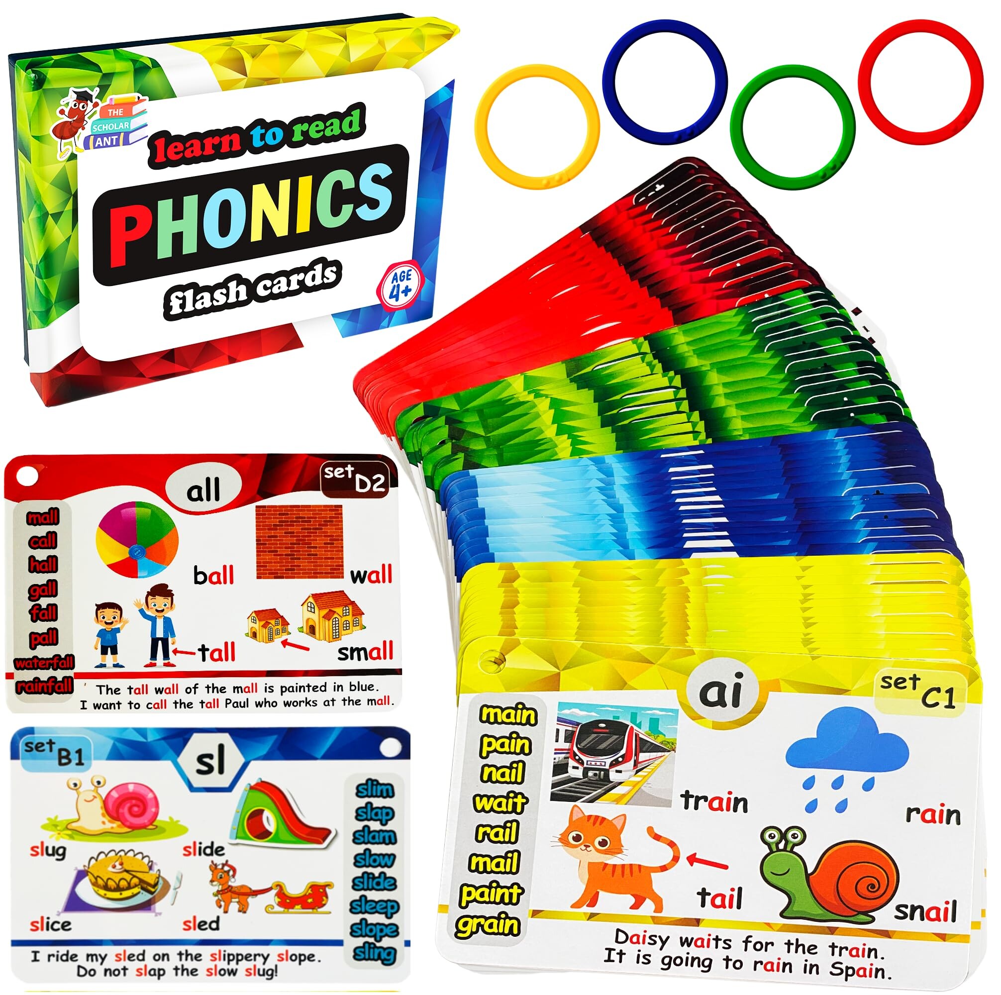 Phonics Flash Cards - Learn to Read in 20 Phonic Stages - Digraphs CVC ...