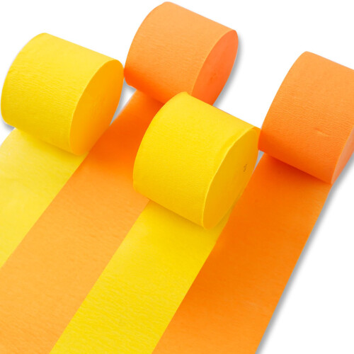 PartyWoo Crepe Paper Streamers 4 Rolls 328ft Pack of Crepe Paper Yellow ...