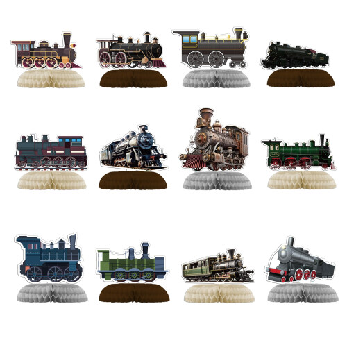 12 PCS Train Honeycomb Centerpieces for Table Decor Retro Train Table ...