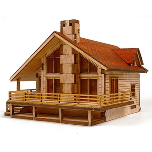 Desktop-Holzmodellbausatz Gartenhaus A mit gro em Deck von YOUNGMODELER von Young Modeler on OnBuy