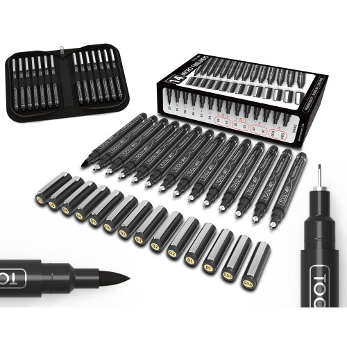 Micro-Line 14 Pens With Case Fineliner Multiliner Archival Ink ...
