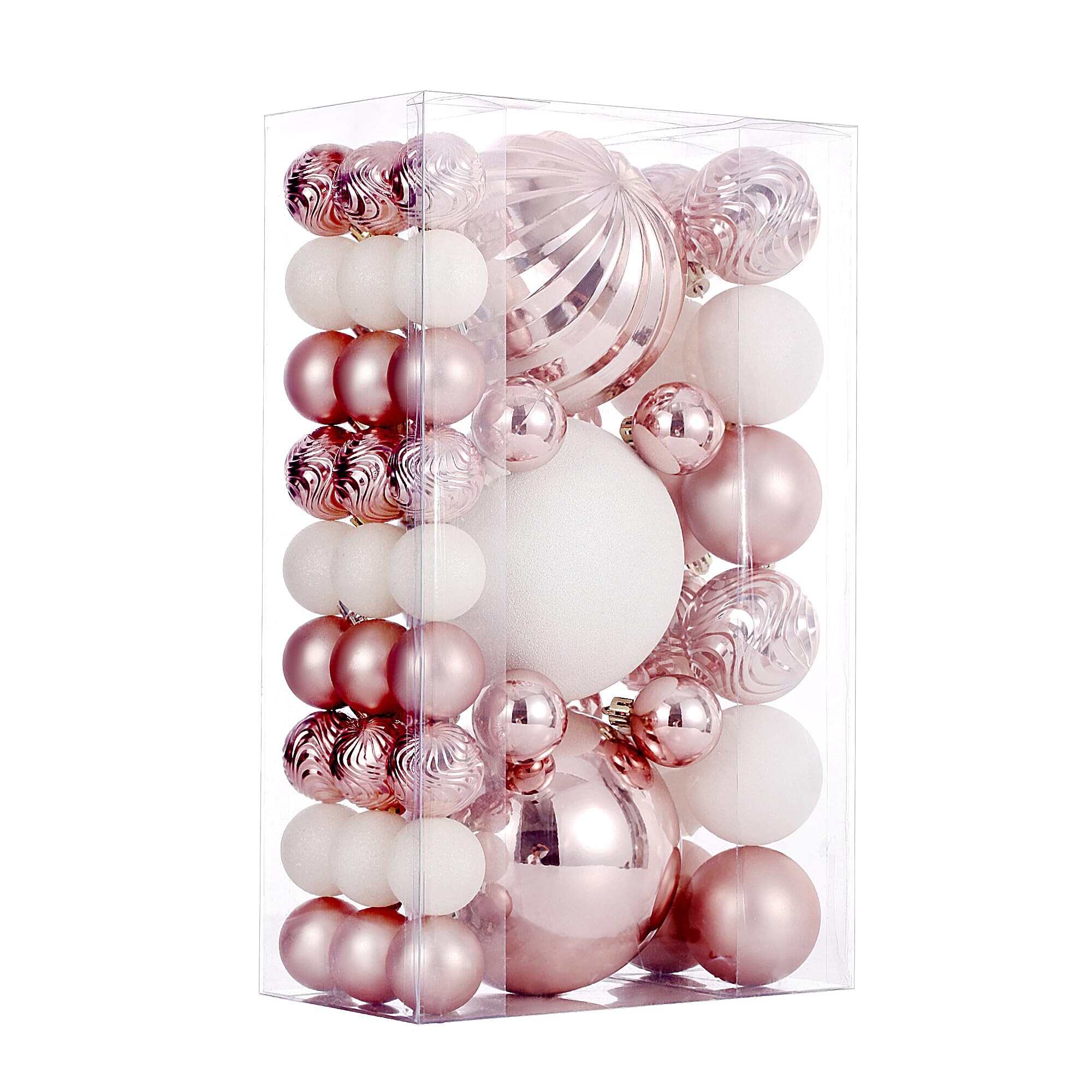 Boules de No l incassables, lot de 50 boules extra larges, couleur or rose (assortiment de 5 ...