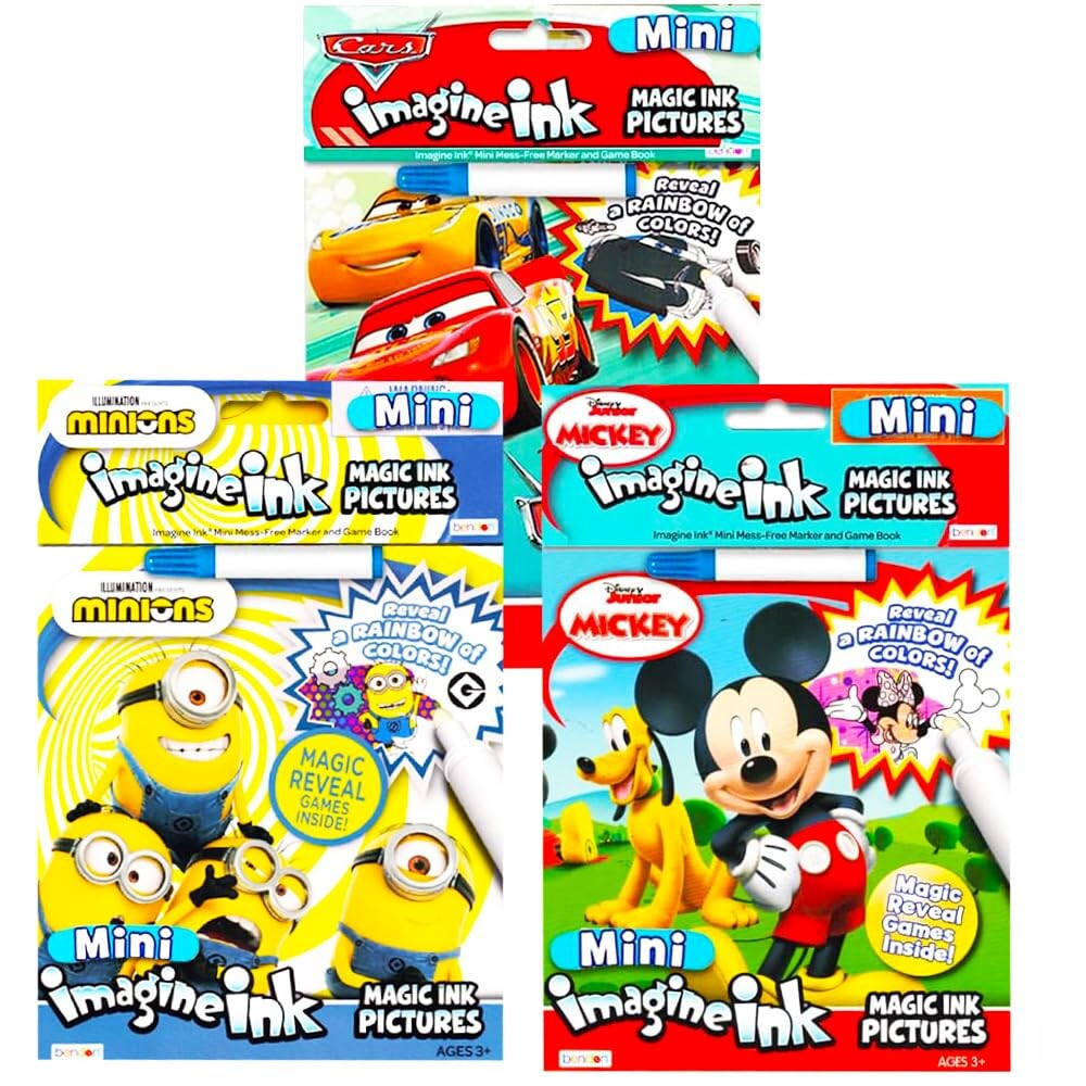 Disney Mickey Magic Ink Coloring Book Set - 3 Imagine Ink Books for ...
