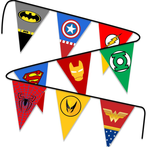 Superhero Theme Happy Birthday Banner for Kids Adults Fabric Banner ...
