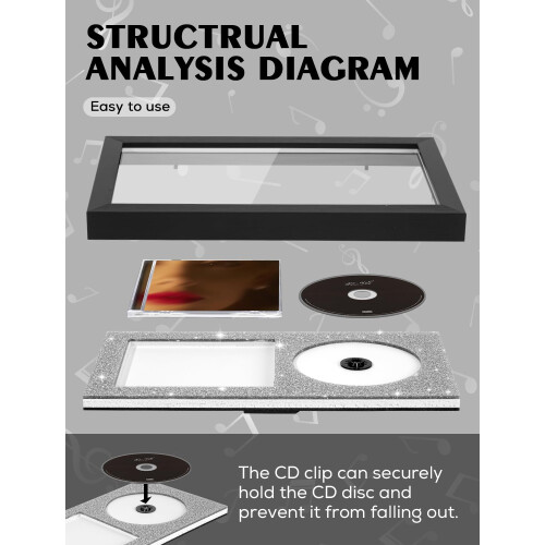 TAYRTVO CD Display Frame for CD Case and Discs with Solid Wood Wall ...
