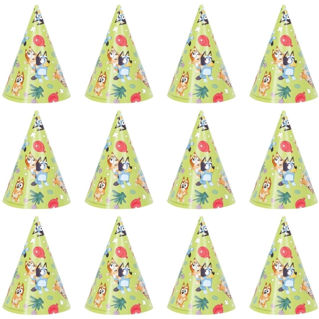 Unique Multicolor Bluey Party Hats - 8 Count | Vibrant Paper Hats with ...
