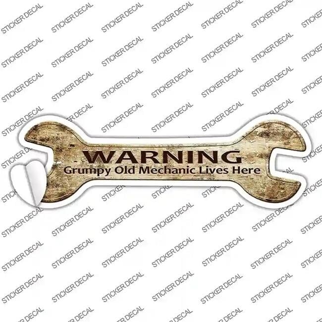 Smart Blonde W-108s-XL Grumpy Old Mechanic Novelty Wrench Sticker Decal ...