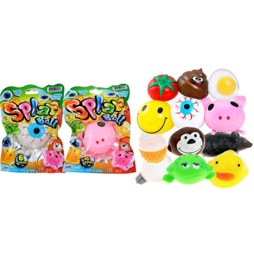 JA-RU Splat Ball Squishy Fidget Balls (2 Balls Assorted) Squishy Egg ...