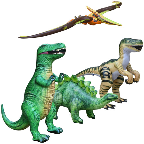 Jet Creations 4pk T. Rex Stegosaurus Raptor Pteranodon Inflatable 37-51 ...