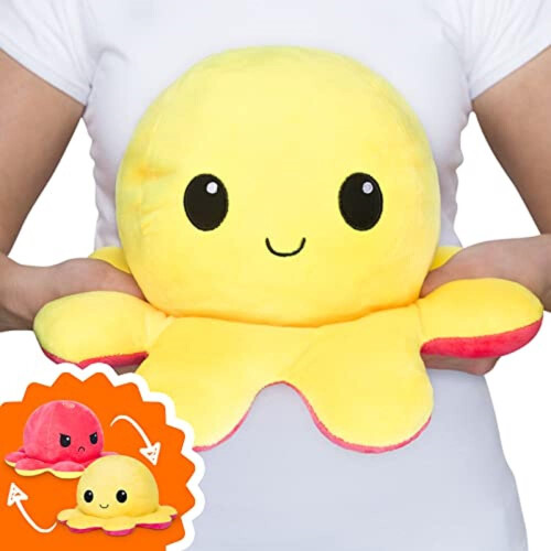 TeeTurtle - Original Reversible Big Octopus Plushie - Red + Yellow ...