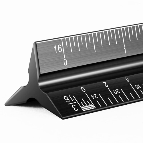 Architectural Scale Ruler for Blueprint 12'' Metric Metal Engineers Triangle Drafting Ruler with ...