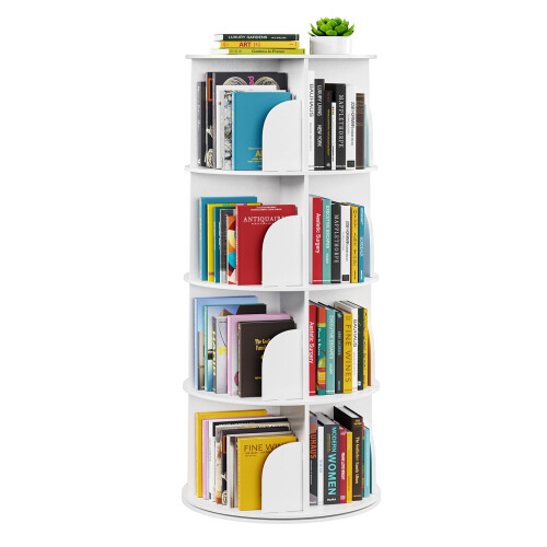 SpaceAid 4 Tier Rotating Bookshelf Tower Spinning Bookcase Lazy Susan ...